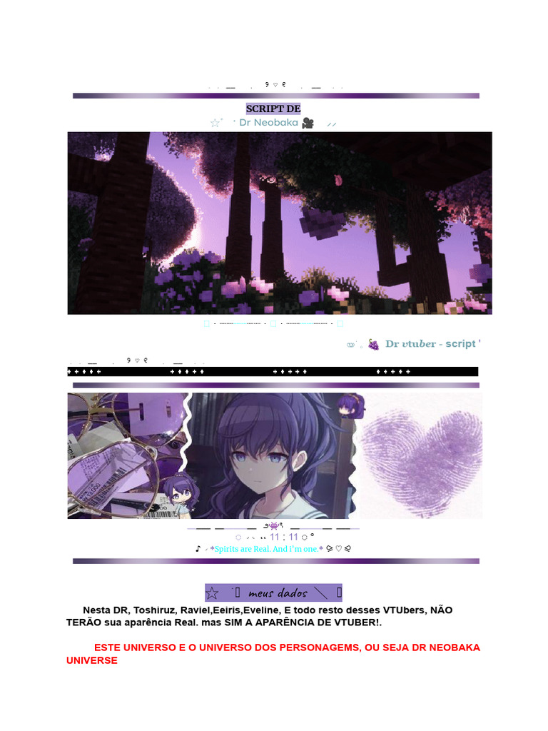 Script da Dr. Neobaka: VTuber Yuki | PDF | Dinheiro | Celulares