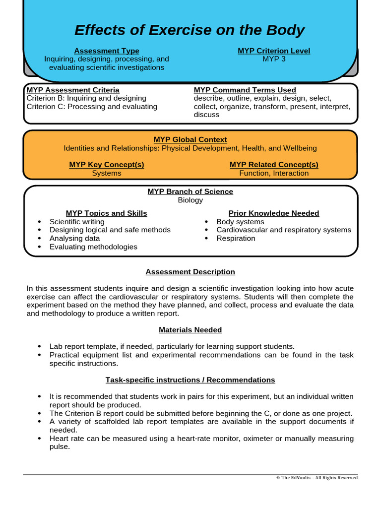 MYP3 - Effects of Exercise On The Body (BC) | PDF | Methodology ...