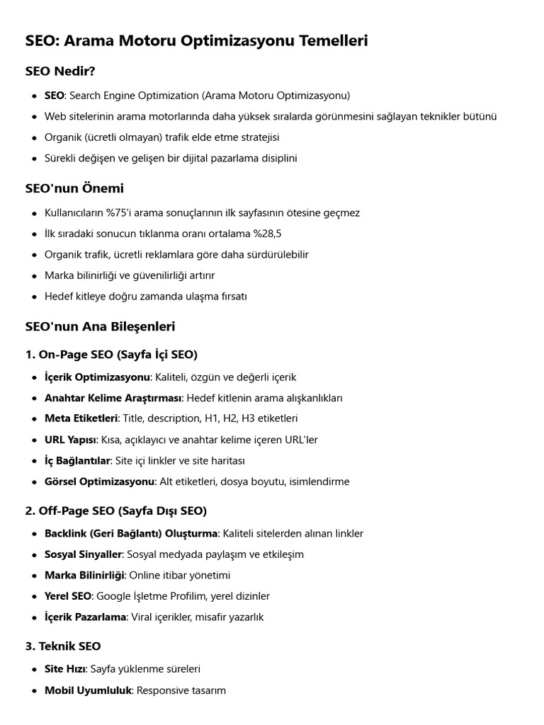 SEO_ Arama Motoru Optimizasyonu | PDF