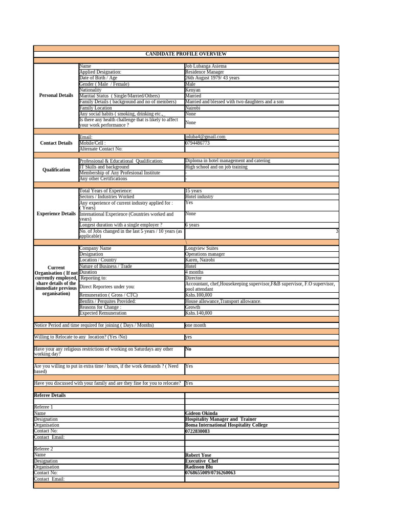 Candidate Profile Overview 2023 | PDF