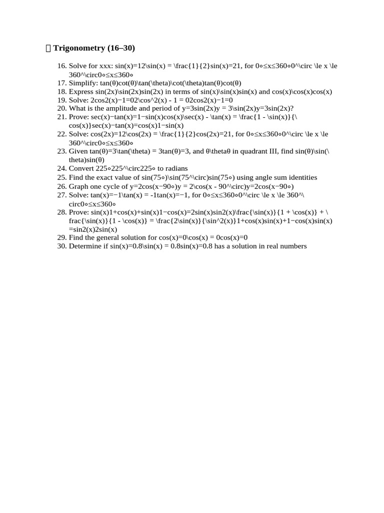 Trigonometry Problems And Solutions Pdf