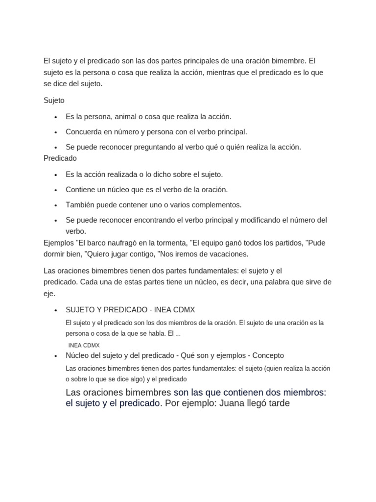 Sujeto y Predicado: Definición y Ejemplos | PDF | Asunto (gramática ...