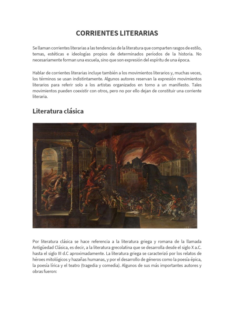 Corrientes Literarias | PDF | Vanguardia | Literatura antigua