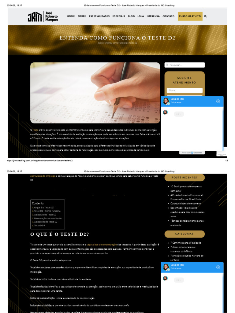 Como Funciona o Teste D2 de Atenção | PDF | Tempo | Internet