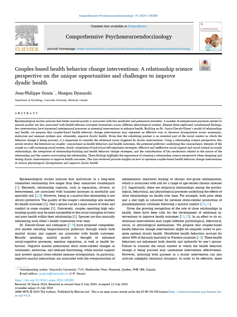 Couples-based-health-behavior-change-interventions--A-rel_2024_Comprehensive | PDF | Self ...