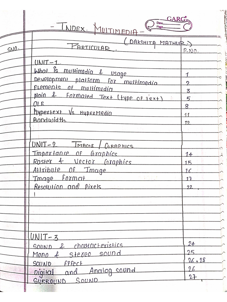 Multimedia Notes by Dakshita Mathur | PDF