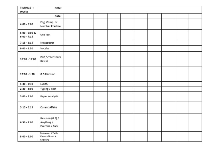 Daily Schdule Chart | PDF