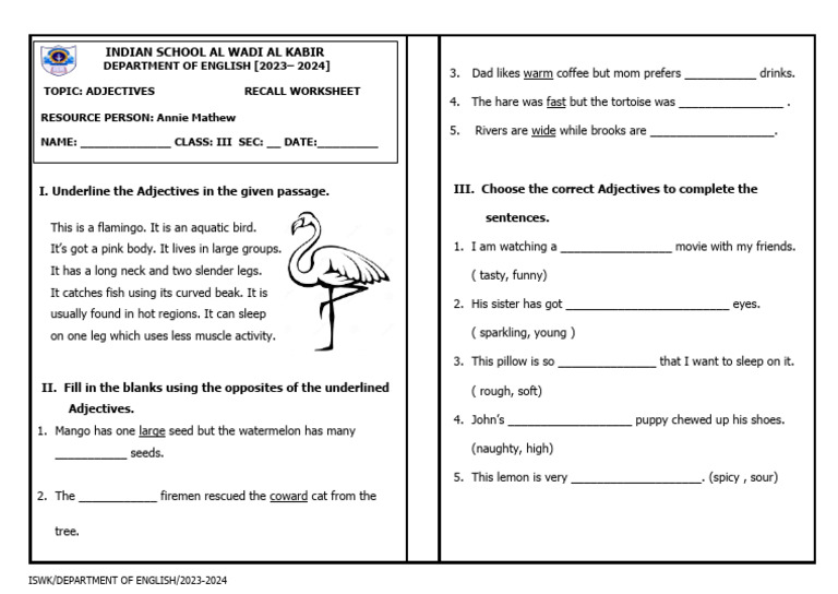 3274539-Adjectives - Recall Worksheet | PDF