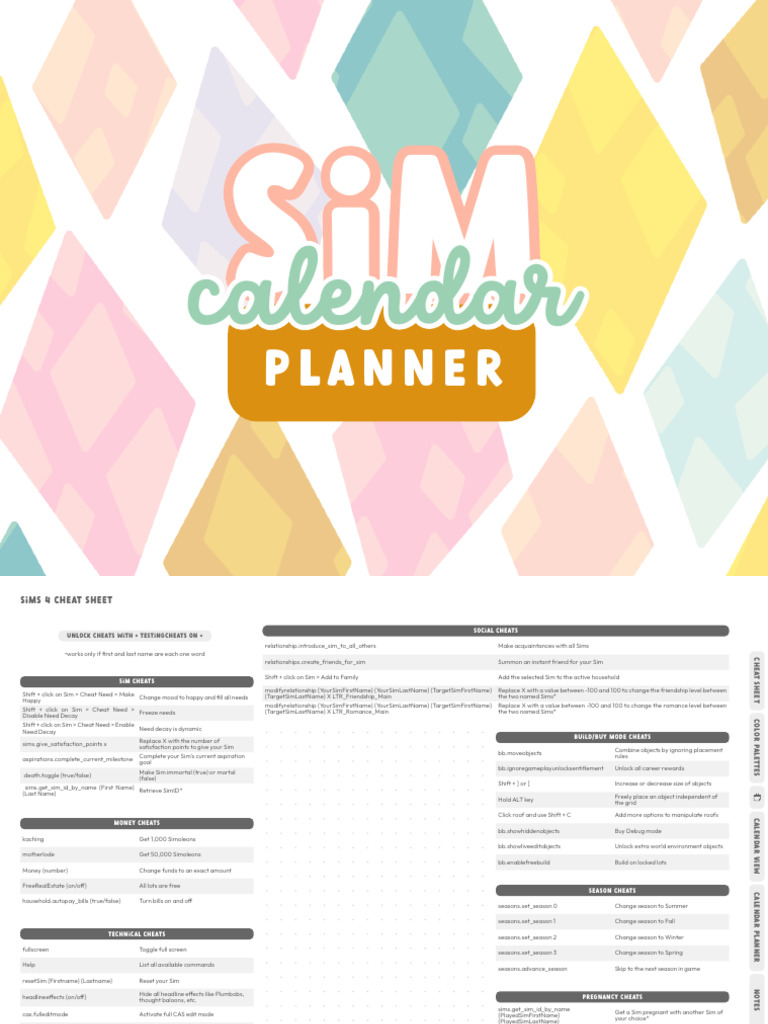 Digital Sim Calendar Planner Freebie | PDF | Chess Openings | Chess