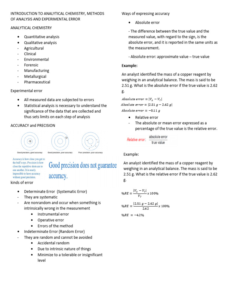 Analytical Chemistry: Methods & Errors | PDF | Errors And Residuals | Analytical Chemistry