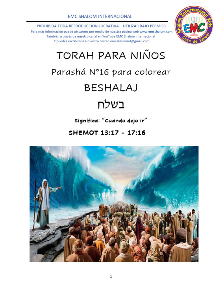 Parasha Beshalaj 16 Niños 3-5 Años 5784 | PDF