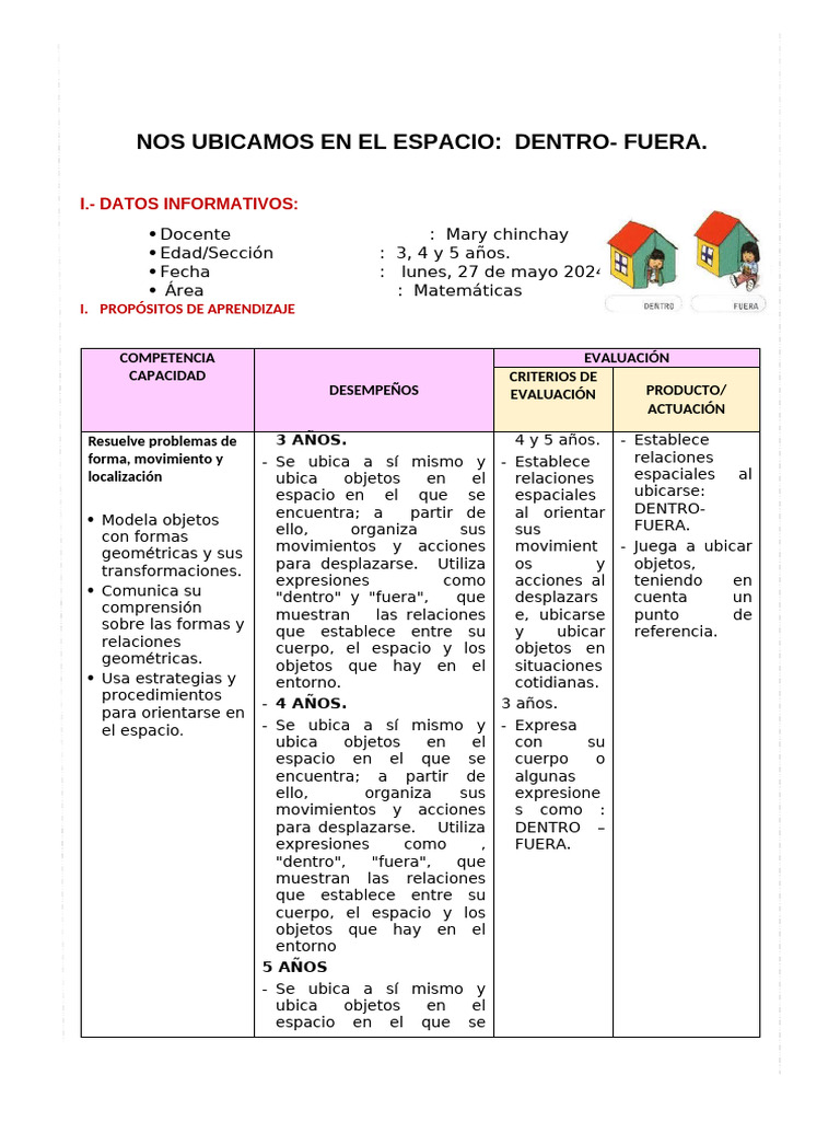 01 de Setiembre - Sesión 5 Años | PDF | Aprendizaje | Salón de clases