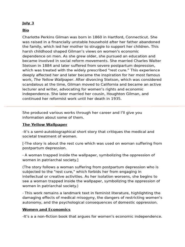 Charlotte Perkins Gilman | PDF | Gender Studies | Feminism