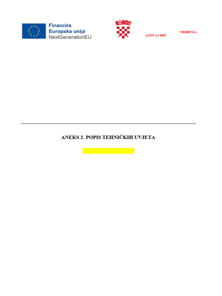 Aneks 2. Popis Tehnickih Uvjeta - 1. Corrigendum | PDF