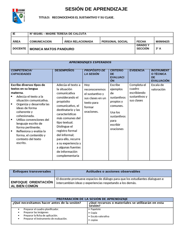 Reconocimiento de Sustantivos en Clase | PDF | Aprendizaje | Sustantivo