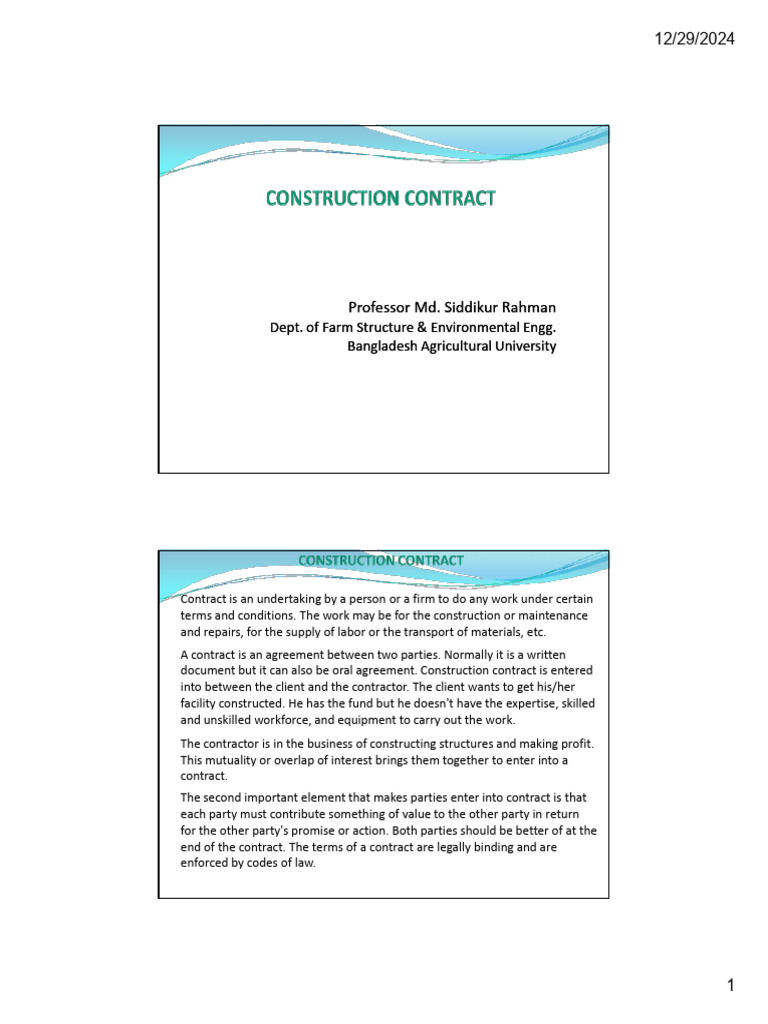 03 - Construction Contract | PDF | Business Law | Business