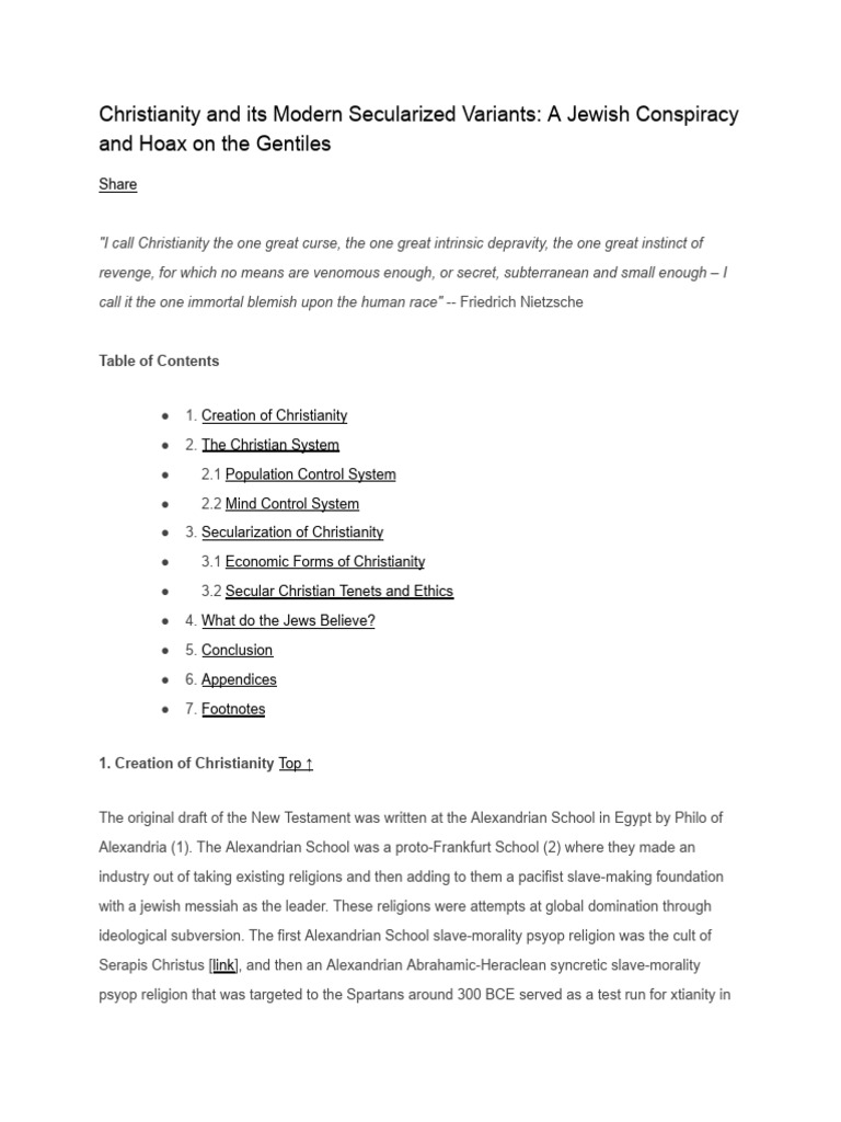 Christianity and its Modern Secularized Variants_ A Jewish Conspiracy ...
