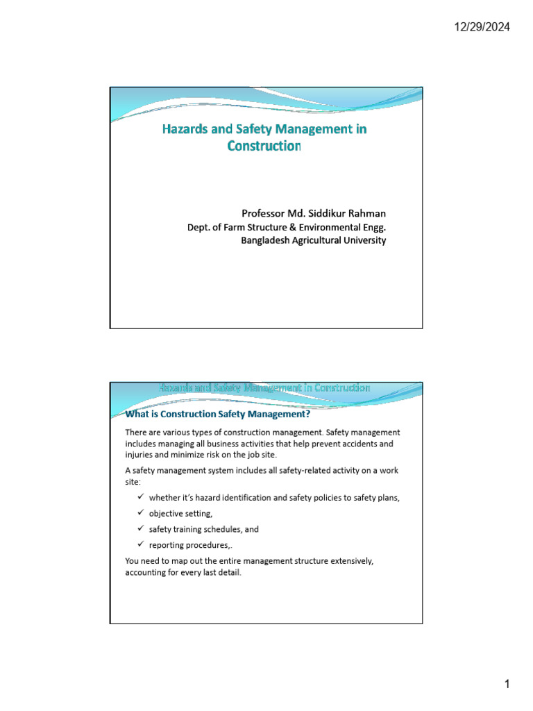08 - Safety Management in Construction | PDF | Personal Protective ...