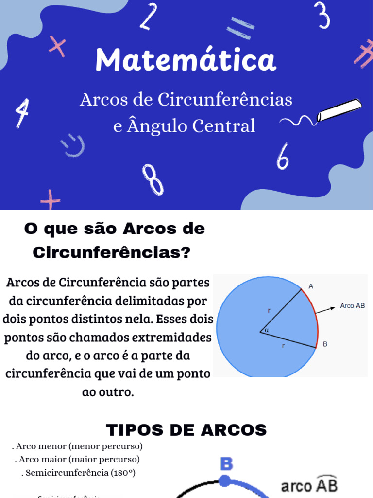 Arcos e Ângulos Centrais na Matemática | PDF | Curva | Círculo