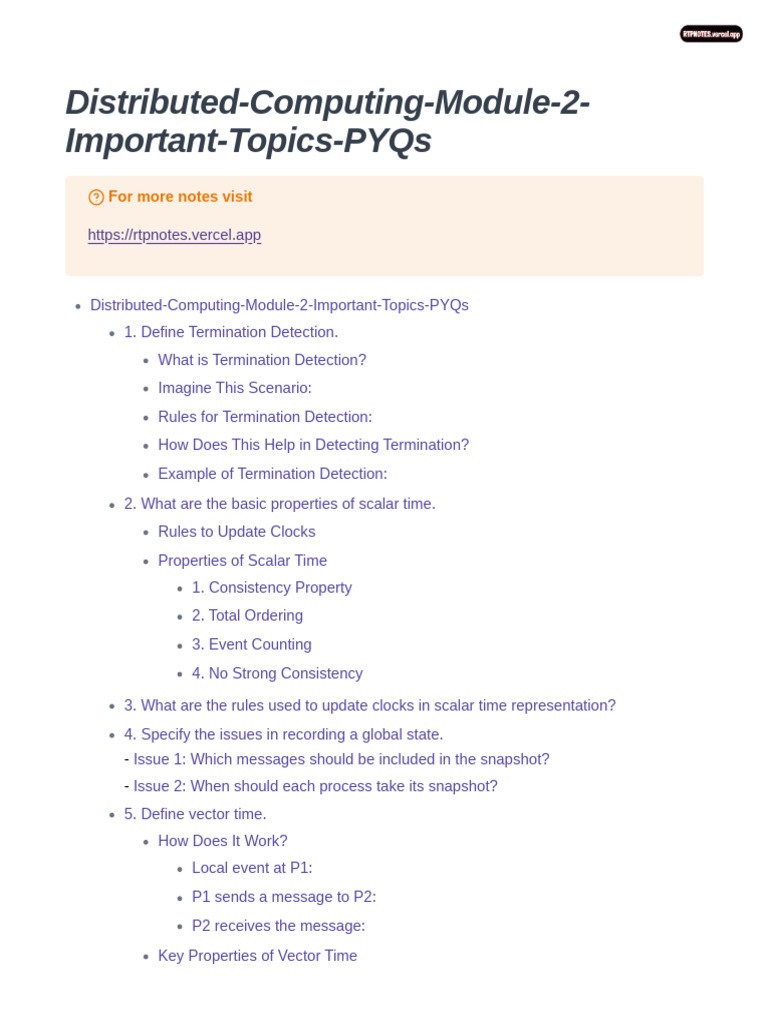 Distributed Computing Module 2 Important Topics PYQs | PDF | Distributed Computing | Vector Space