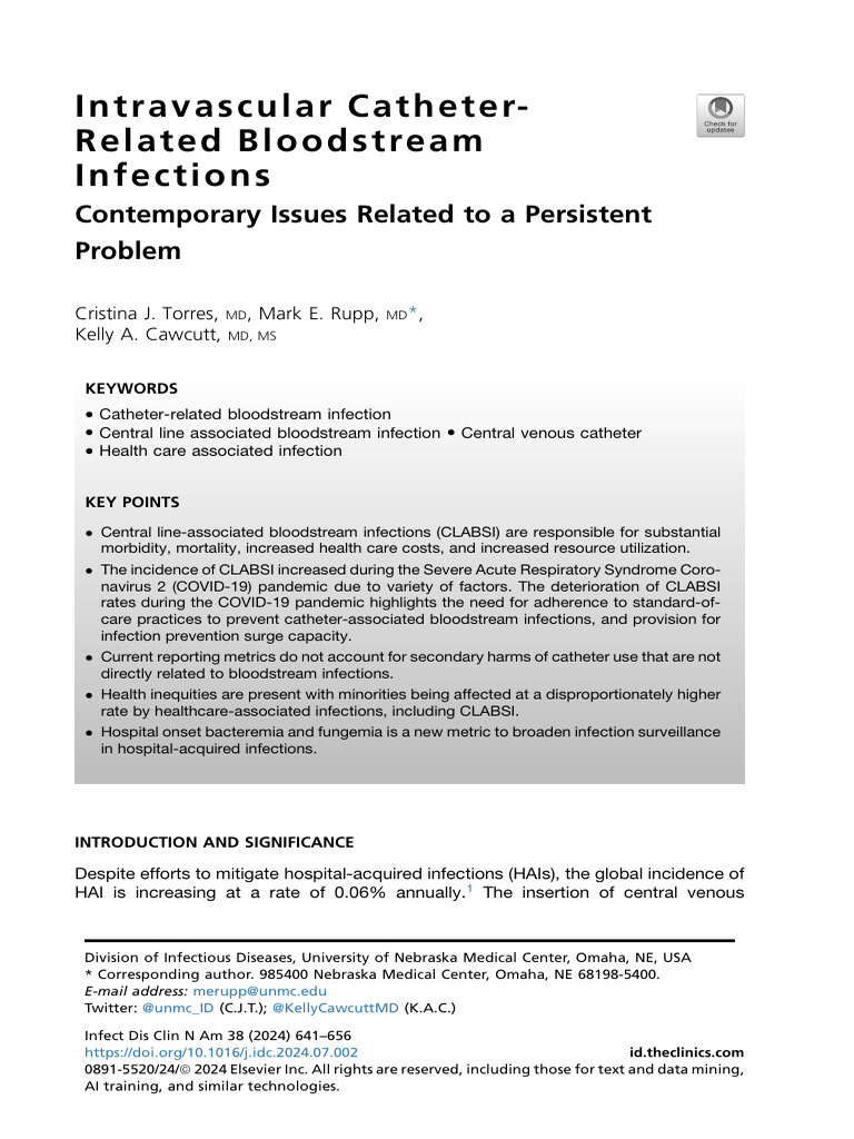 Intravascular Catheter Related Bloodstream Infections Contemporary ...