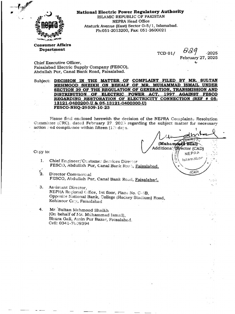 TCD-01 889 27-02-2025 Fesco | PDF