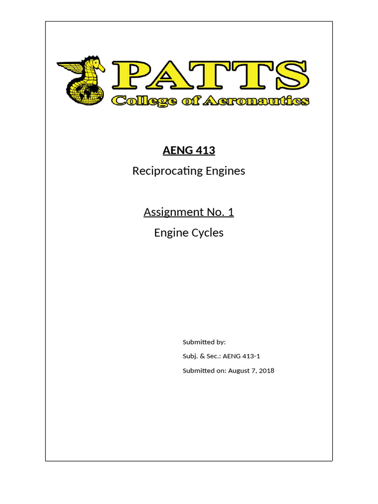 AENG 413 Engine Cycles Assignment - Franco | PDF | Diesel Engine | Propulsion
