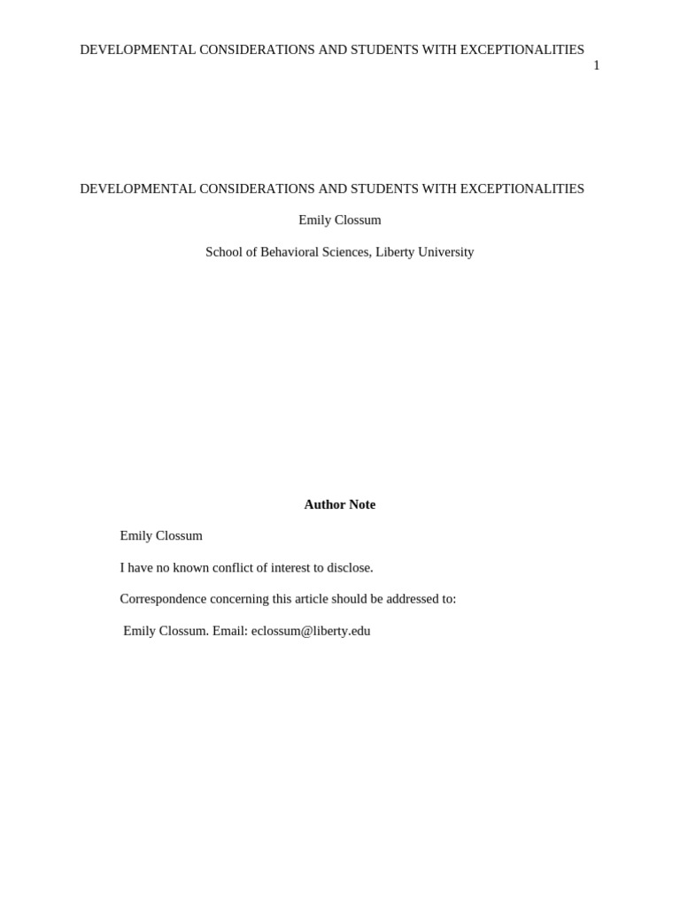 Developmental Considerations and Students With Exceptionalities | PDF ...