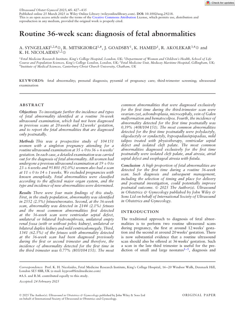 Fetal Abnormalities Detected at 36 Weeks | PDF | Pregnancy | Fetus