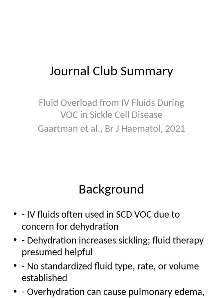 SCD VOC Fluid Overload Journal Club | PDF