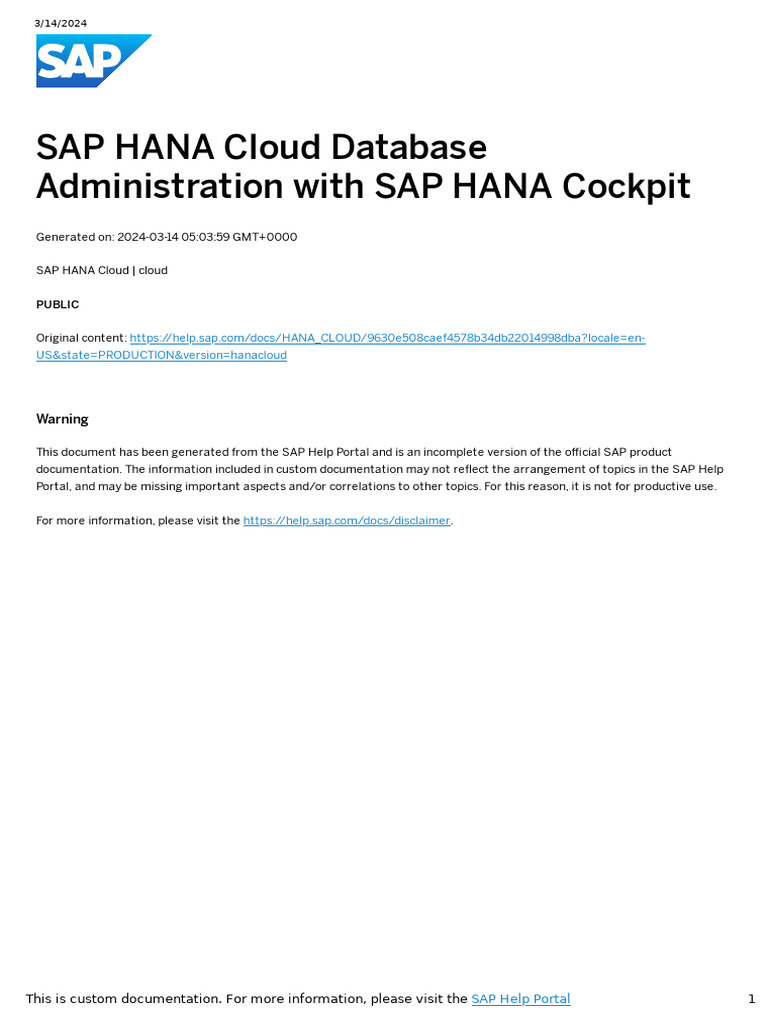 SAP HANA Cockpit Cloud 2 | PDF | Databases | Thread (Computing)