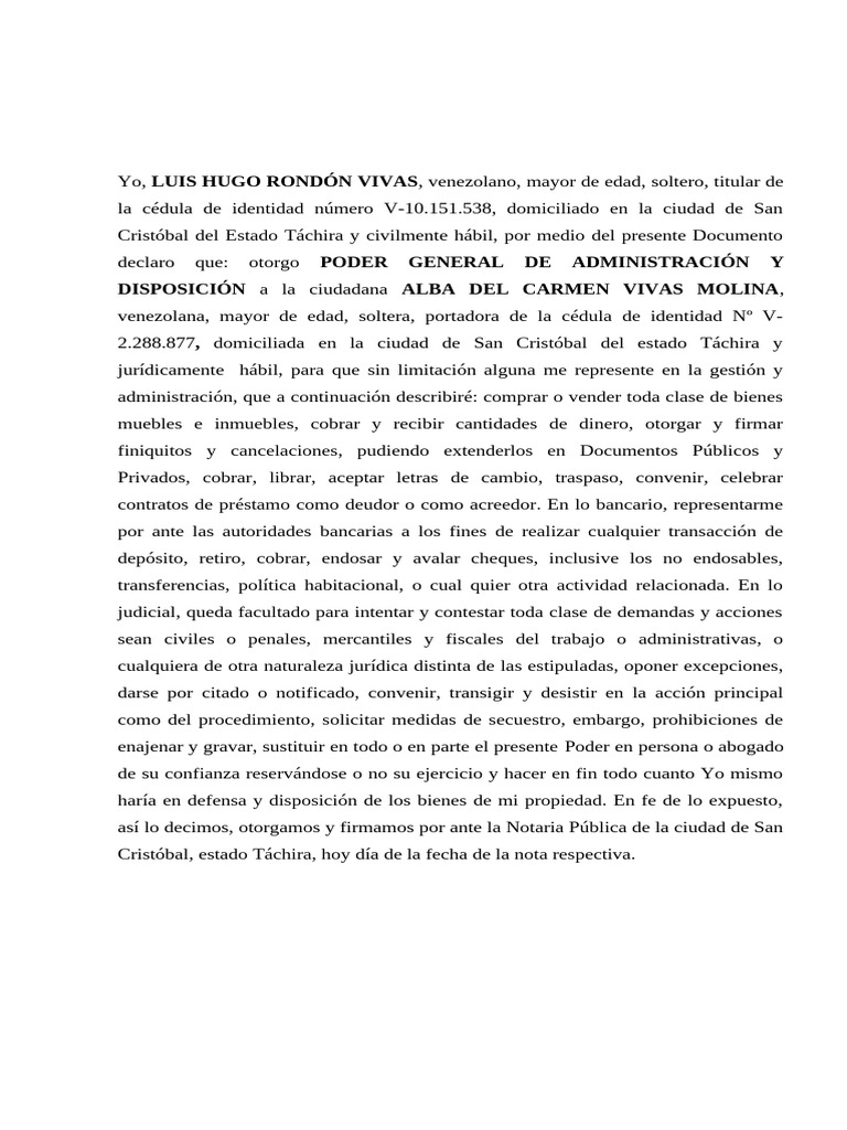 Poder Gen-Adm y Disp Alba Vivas (1) | PDF