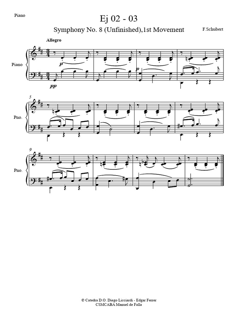 Symphony No. 8 (Unfinished), 1st Movement: Allegro | PDF | Symphony ...