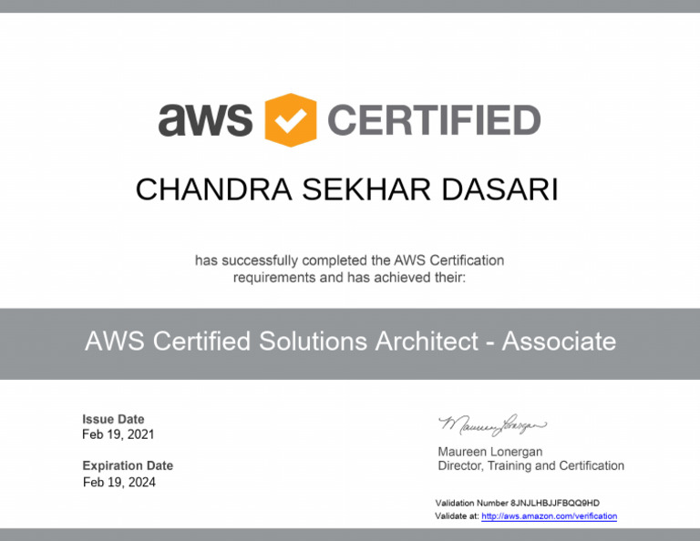 AWS Certified Solutions Architect - Associate Certificate | PDF