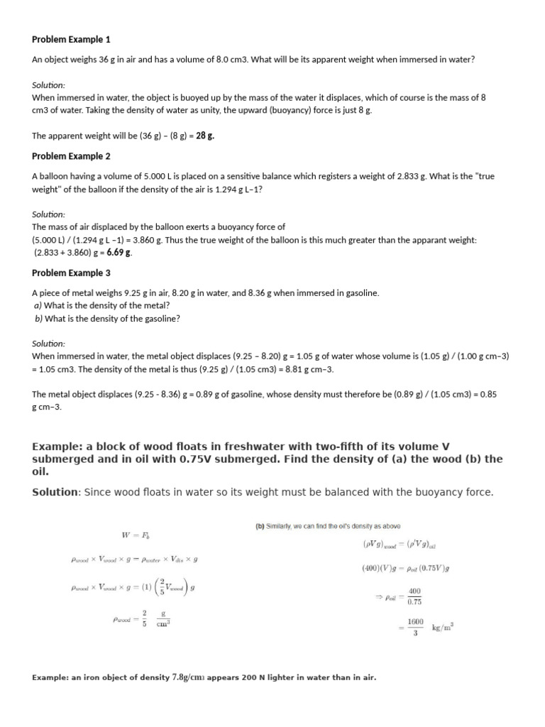 Archimedes Sample Problem | PDF | Buoyancy | Density