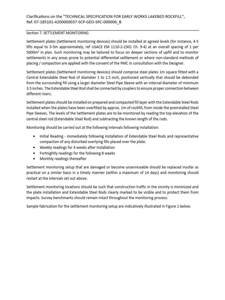 Settlement Plate Monitoring Guidelines | PDF