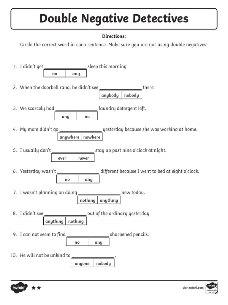 medium Third Grade Double Negative Detectives | PDF