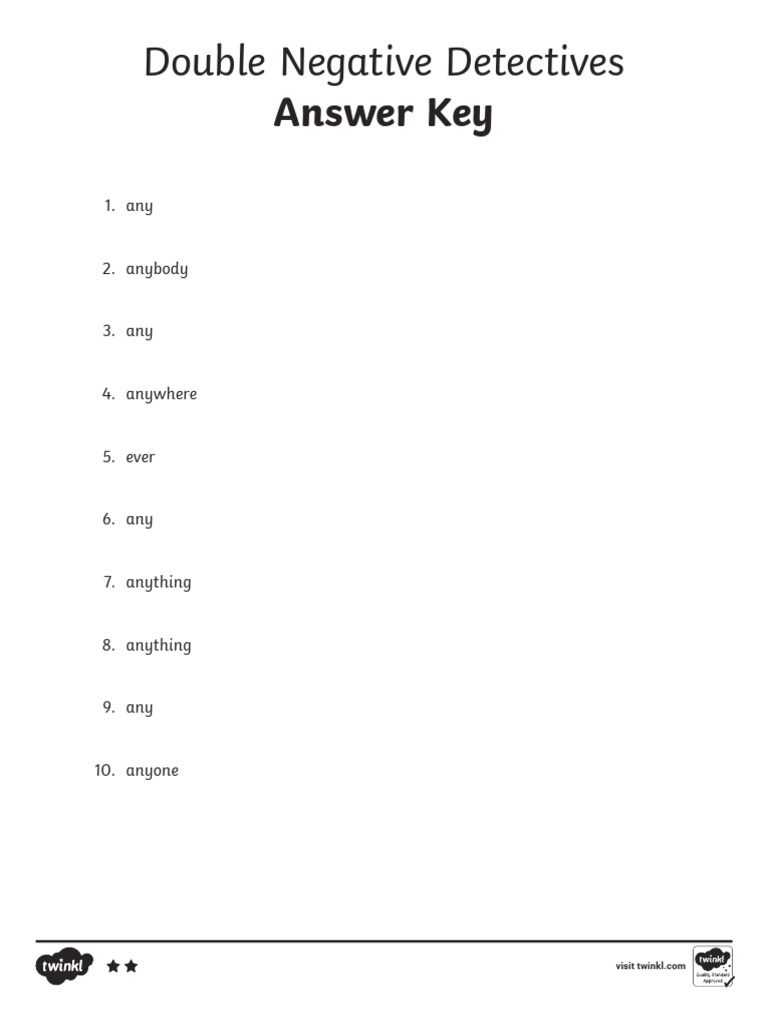 Answers Medium Third Grade Double Negative Detectives | PDF