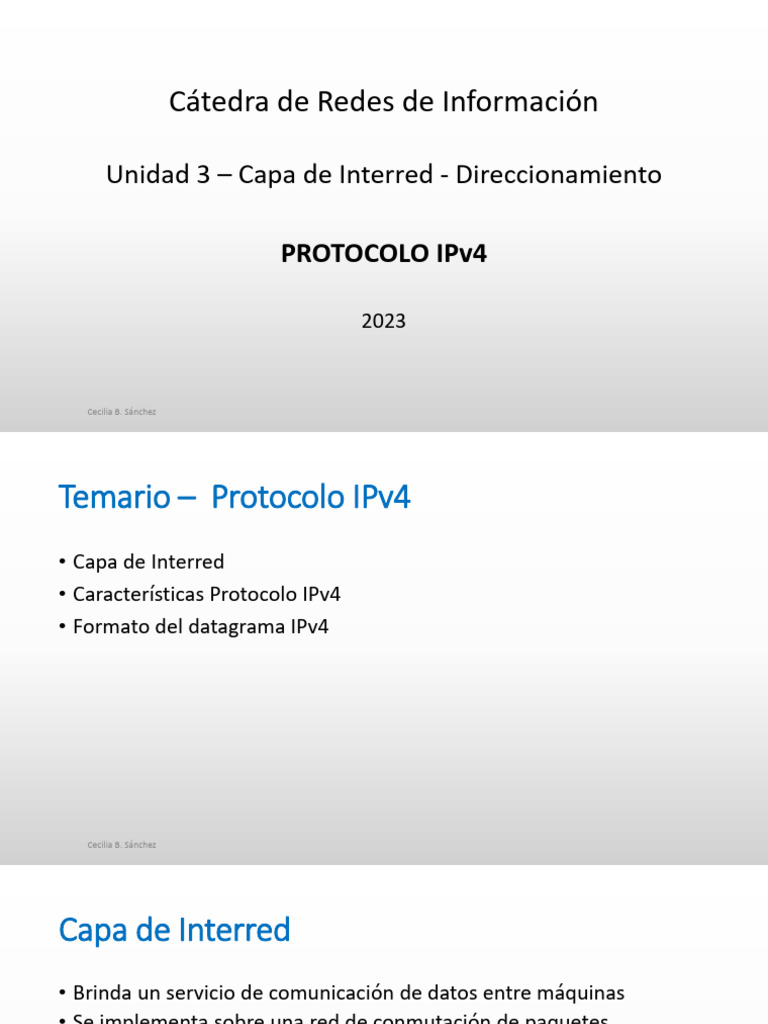 RED - Unidad 3 - Protocolo IPv4 - 2023 | PDF | Protocolos de internet | Estándares de red