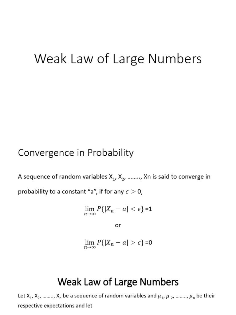 Weak Law of Large Numbers and CLT | PDF | Measure Theory | Probability