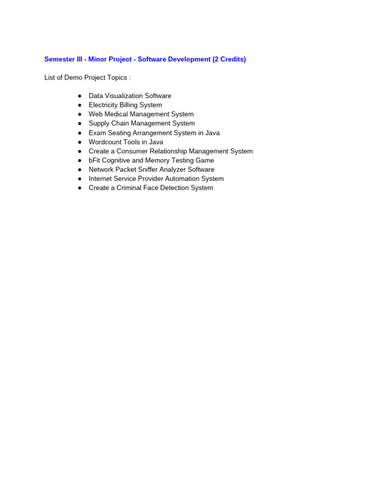 Project Topics MINOR | PDF