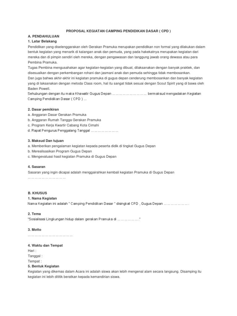 Contoh Proposal Kegiatan Pramuka | PDF