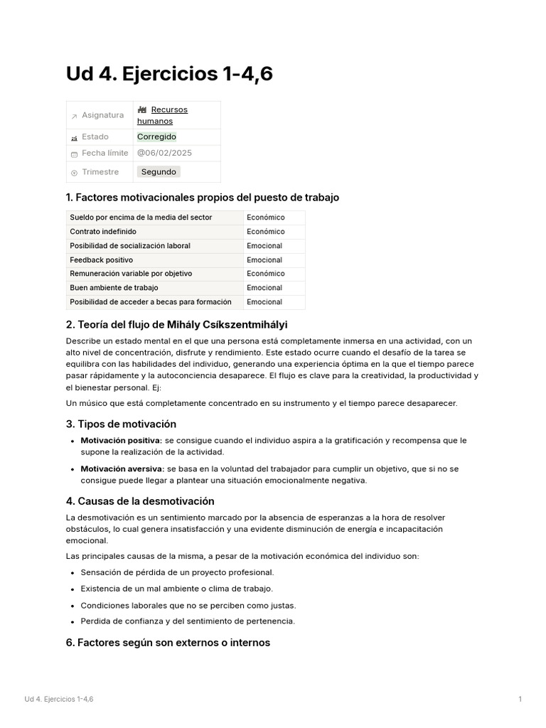 Ud 4. Ejercicios 1-46 | PDF | Motivación | Motivacional