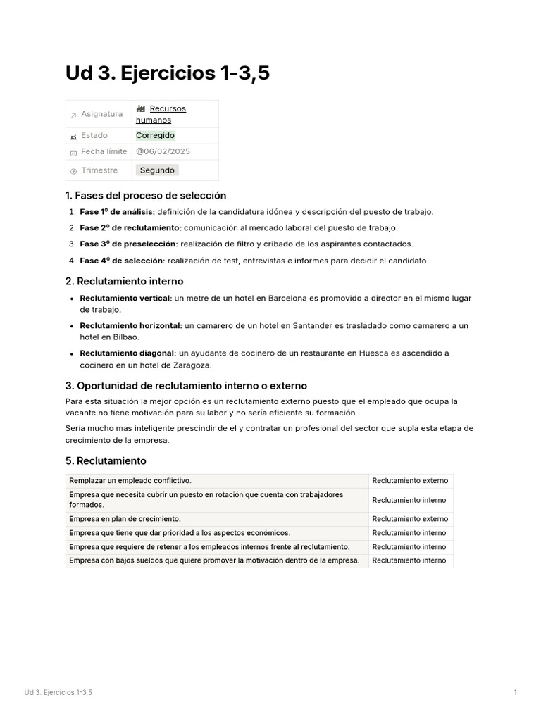Ud 3. Ejercicios 1-35 | PDF | Reclutamiento | Labor