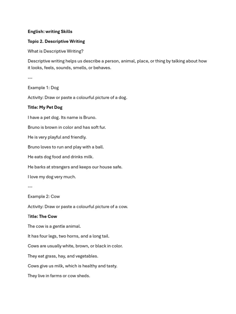 Examples of Descriptive Writing | PDF