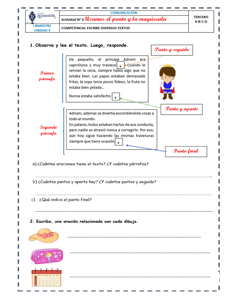 ACTIVIDAD 6 Usamos El Punto y La Mayuscula | PDF