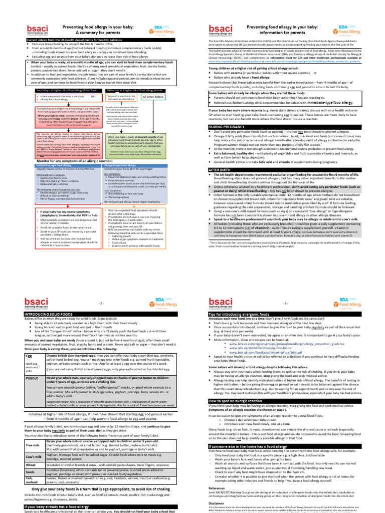 Infant Feeding and Allergy Prevention PARENTS FINAL Booklet | PDF | Allergy | Food Allergy