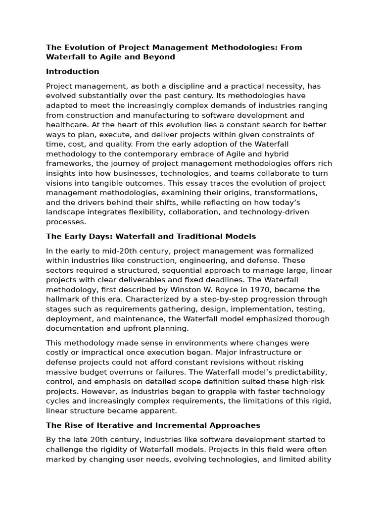 The Evolution of Project Management Methodologies | PDF | Software Development Process | Agile ...