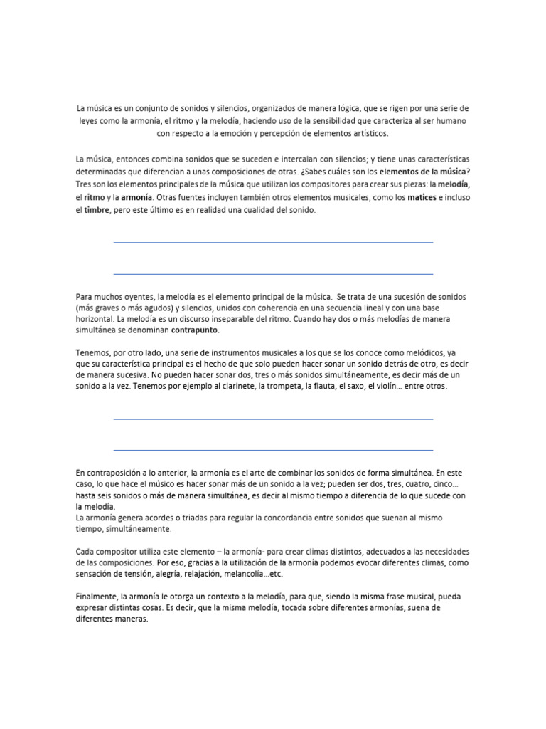 Texto- Elementos de la m-sica | PDF | Melodía | Armonía