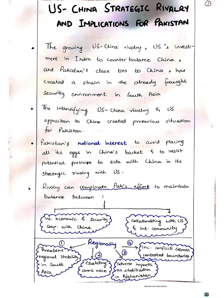 US China Strategic Rivalry and Growing Implications For Pakistan | PDF